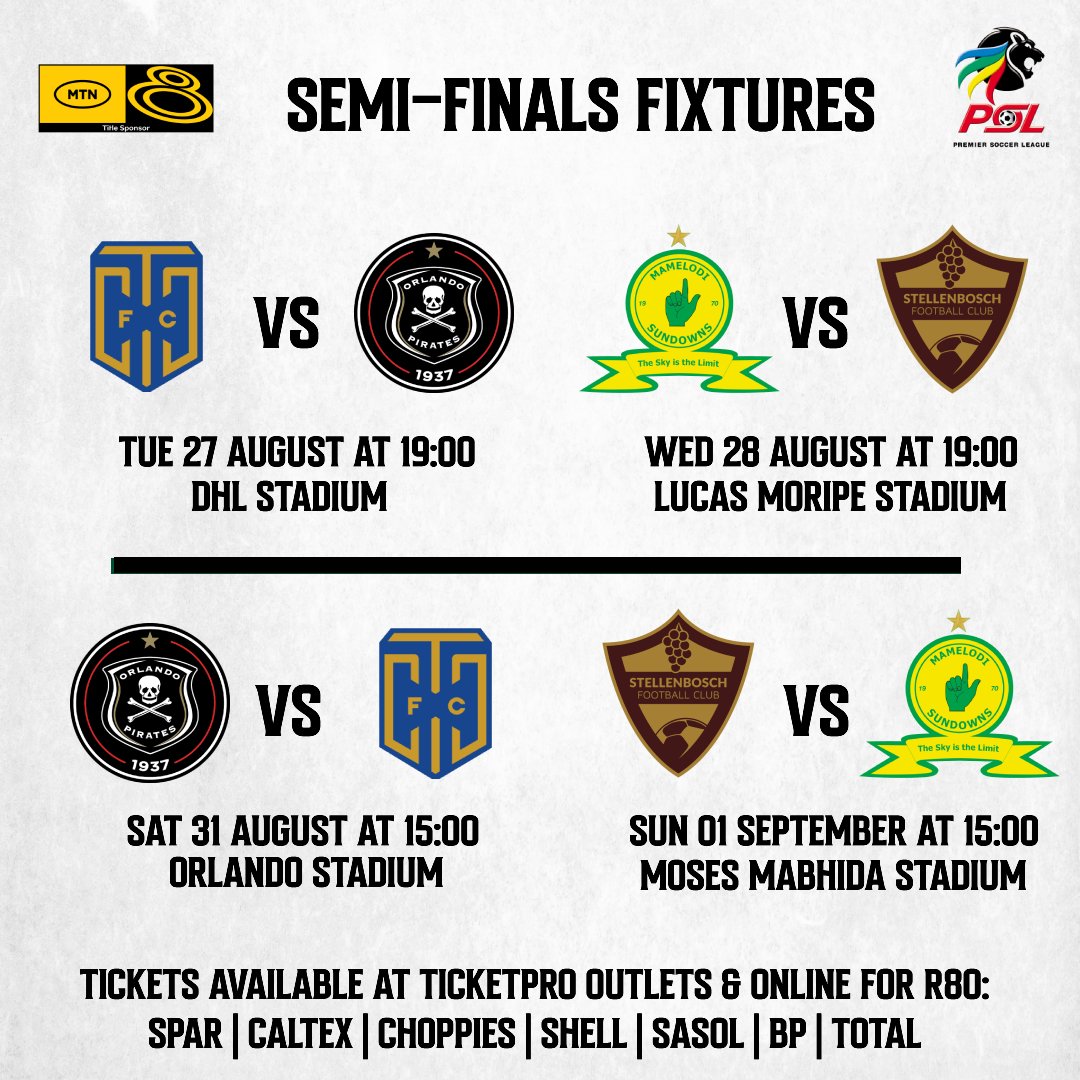 OFFICIAL: MTN8 Semi-Final dates, venues & kick-off times confirmed ...